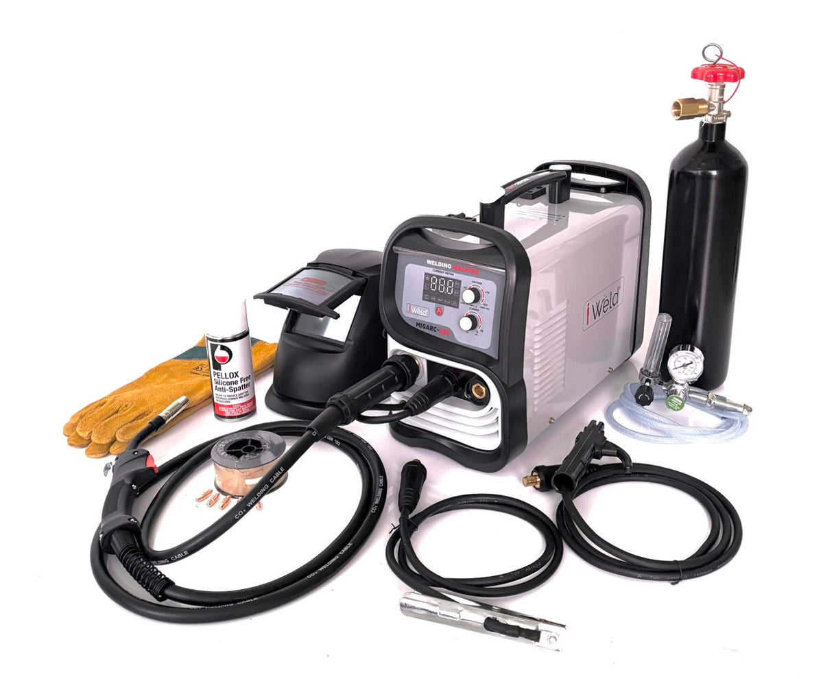 i-Weld MIGARC 205 Gas Combo Welder Kit 205A Inverter MIG + 5kg CO₂ Bot ...